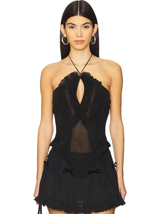 NODRESS Ruffled Chiffon Camisole - Black