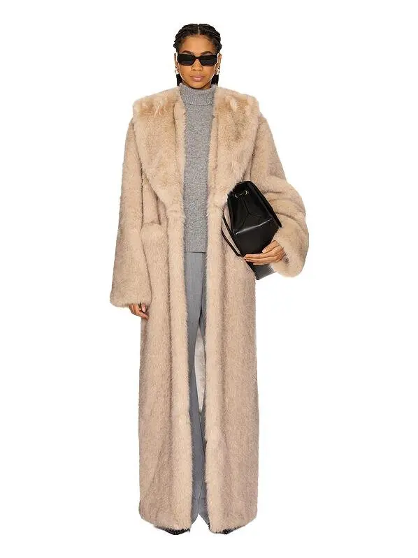 LOVERS AND FRIENDS Vincent Faux Fur Coat - Taupe