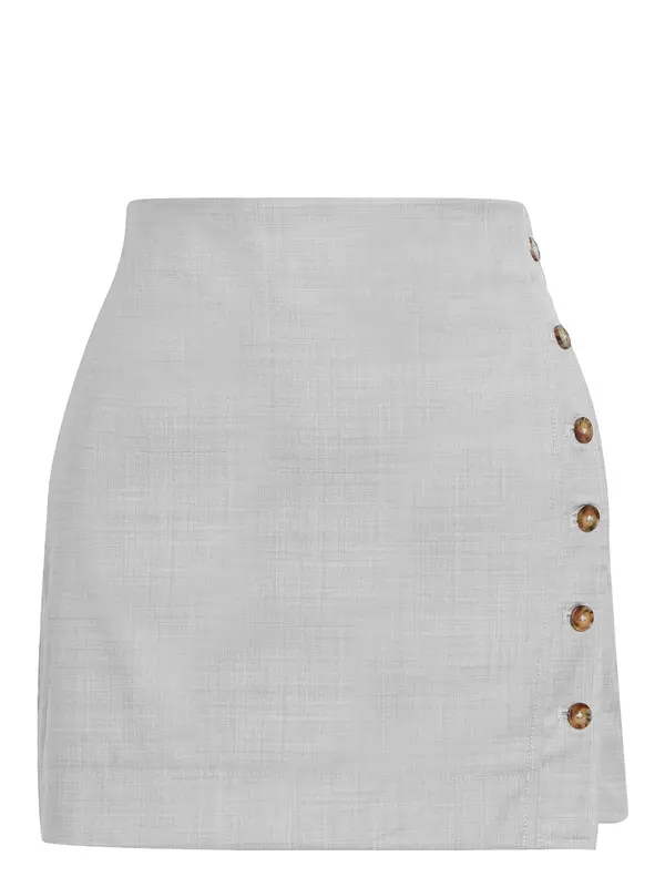 Loulou De Saison Mahaz Wool-twill Mini Wrap Skirt - Light Gray
