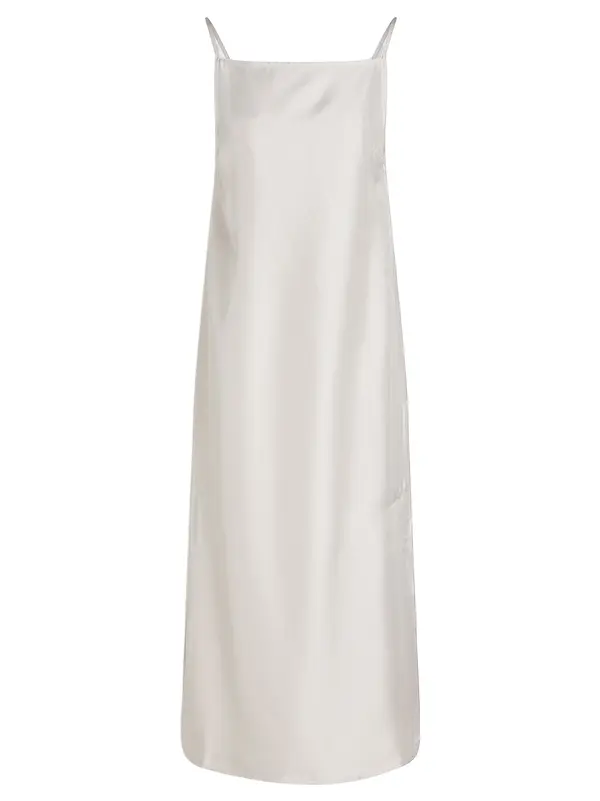 Loulou De Saison Loulou Studio Sulum Silk-twill Midi Dress - Light Gray