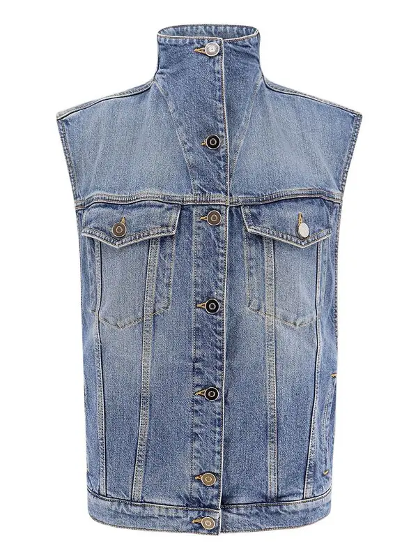 Alaïa Sleeveless Denim Jacket - Blue