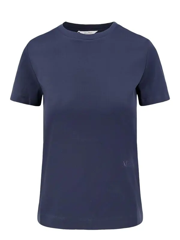 Max Mara Nerina Cotton T-shirt With Embroidery - Blue