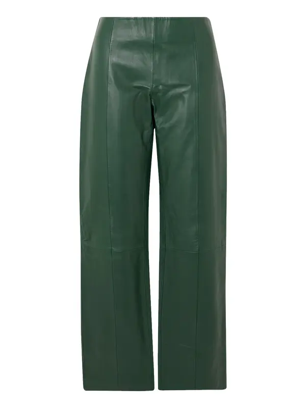 ST. AGNI Leather Straight-leg Trousers - Green