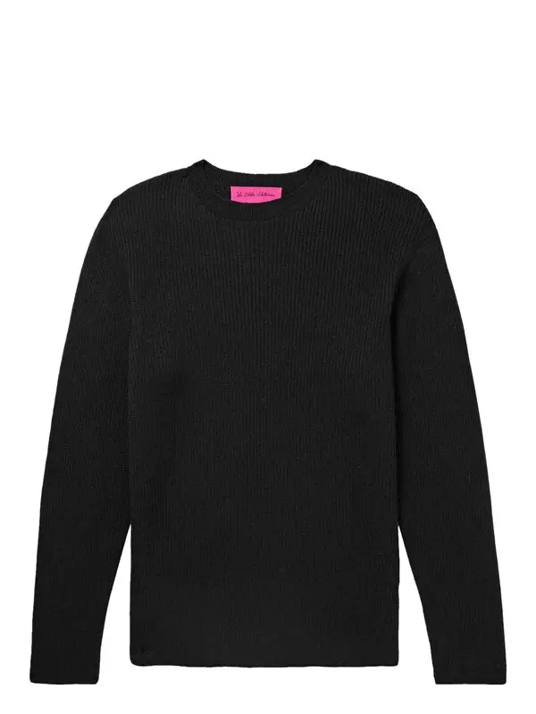THE ELDER STATESMAN Slim-fit Ribbed Cashmere And Silk-blend Sweater - Black