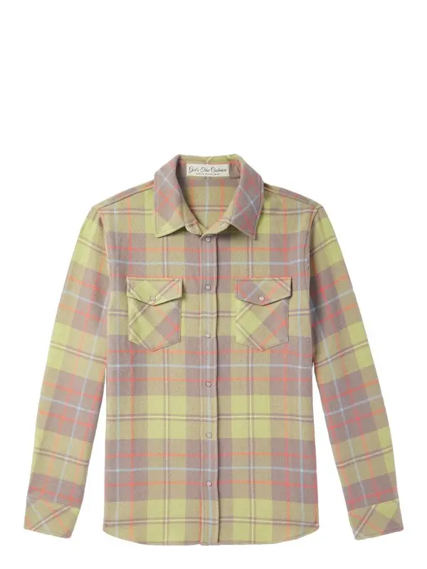 GOD'S TRUE CASHMERE Earth Checked Cashmere Shirt - Green