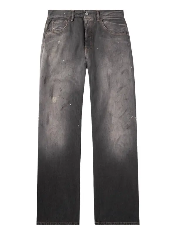 Acne Studios Straight-leg Distressed Paint-splattered Jeans - Gray