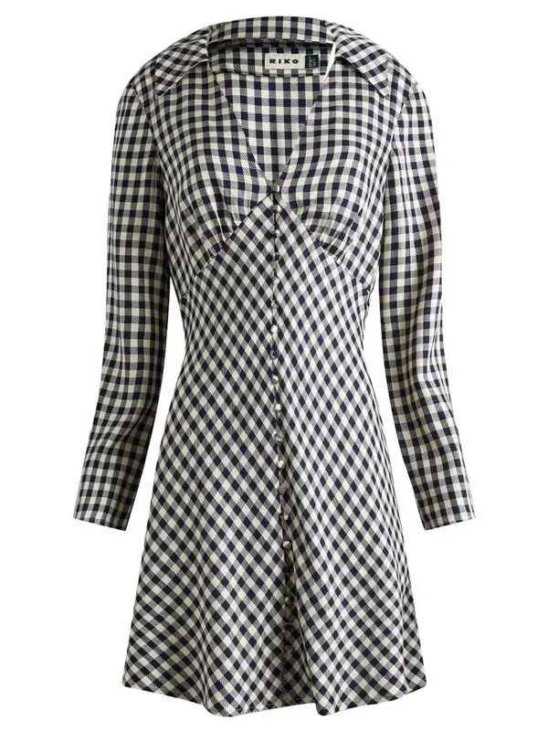 Rixo Jackie Check Mini Dress - French Check Navy
