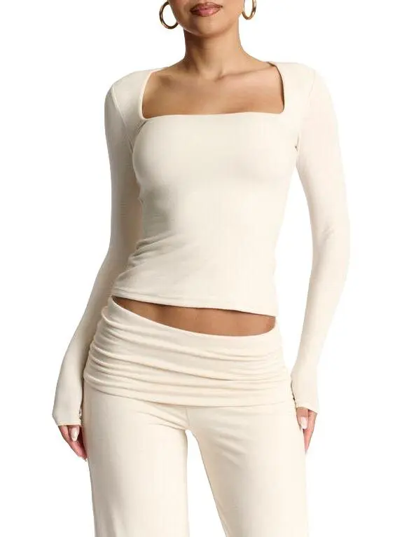 Naked Wardrobe Square Neck Crop Top - Cream