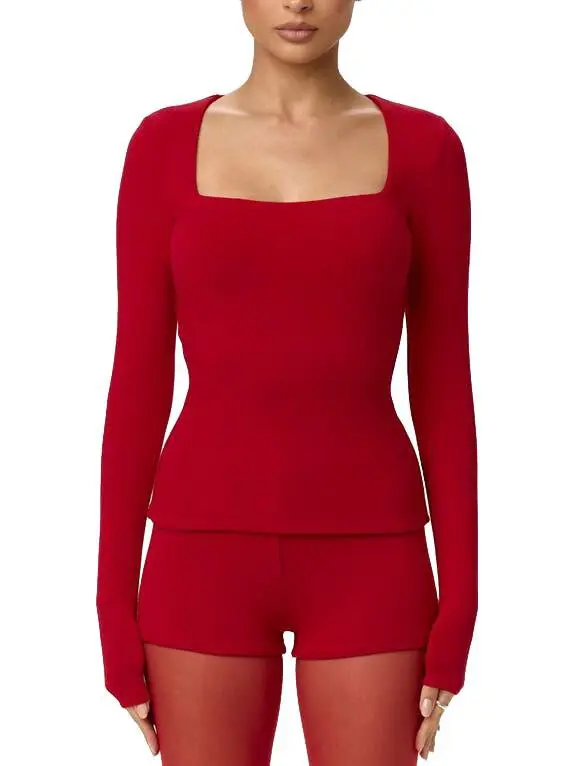 Naked Wardrobe Square Neck Crop Top - Red