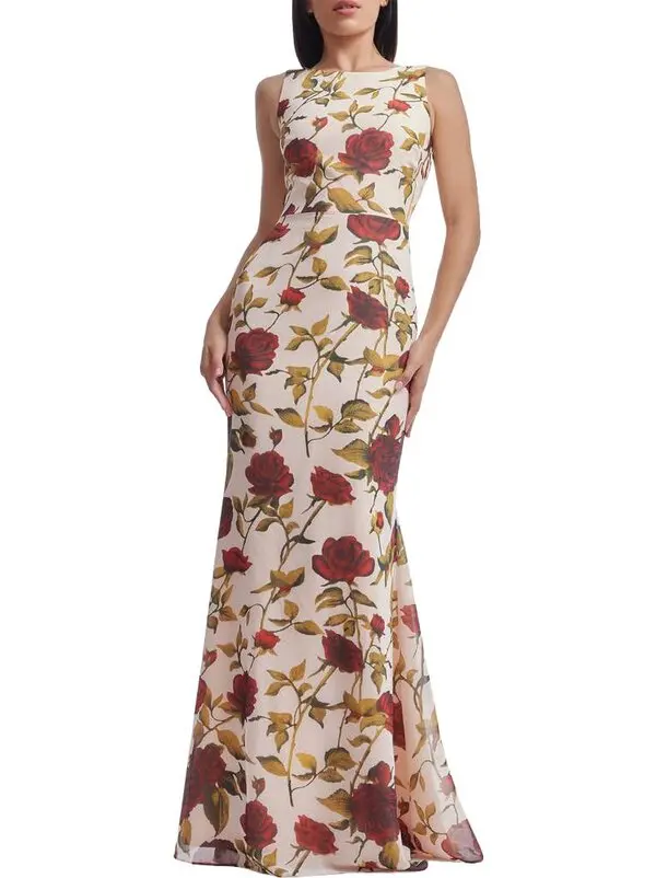 Dress The Population Cherilyn Floral Mermaid Gown - Cream Multi