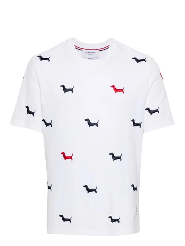 Thom Browne Dog-embroidery T-shirt - White