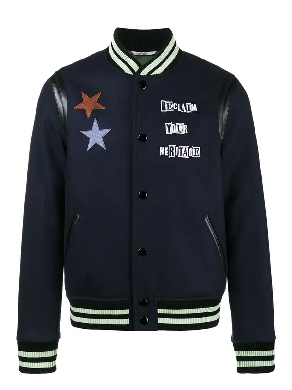 Valentino Garavani Printed Bomber Jacket - Blue