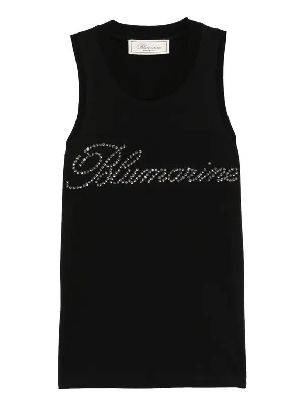Blumarine Rhinestone-logo Tank Top - Black