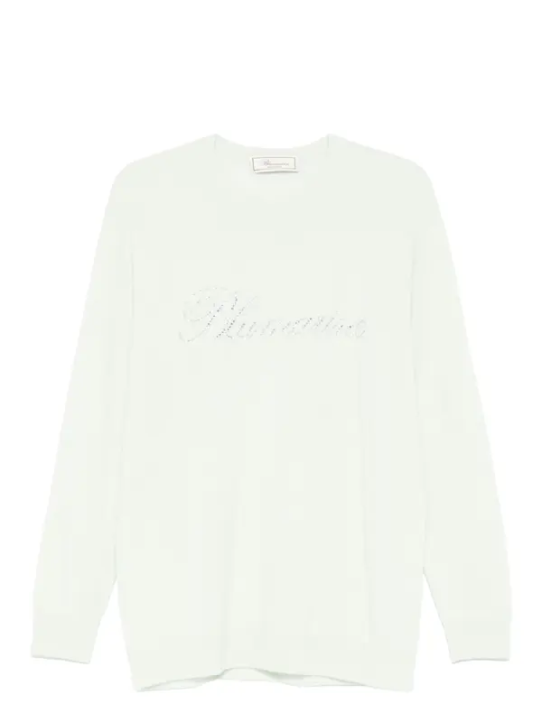 Blumarine Rhinestone-logo Sweater - Green