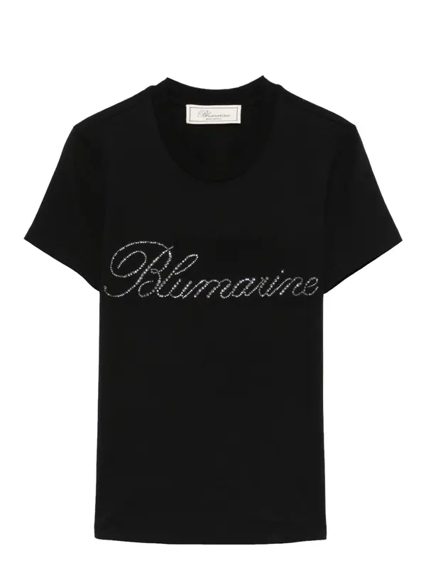 Blumarine Rhinestone-logo T-shirt - Black