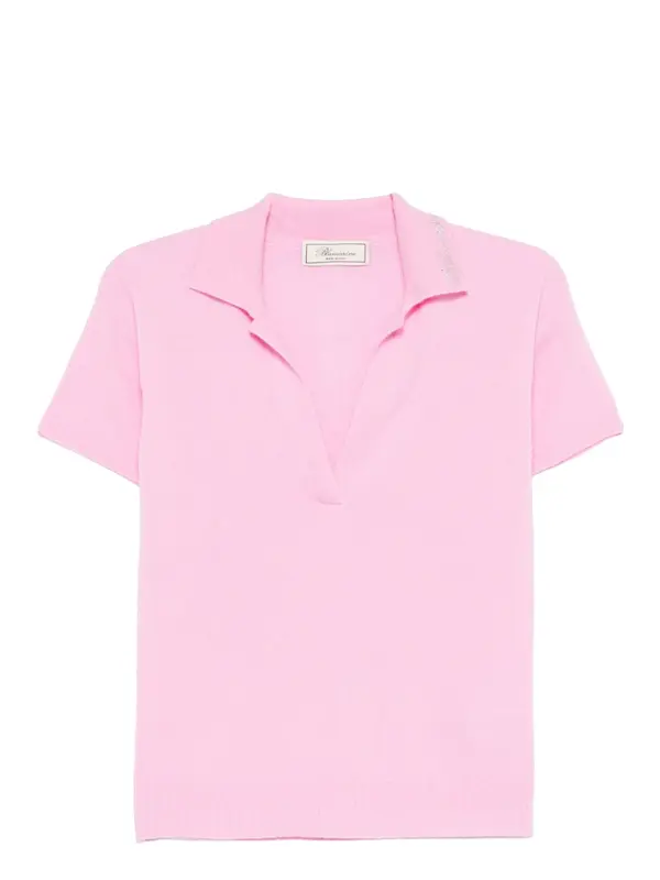 Blumarine Logo-appliqué Polo Top - Pink
