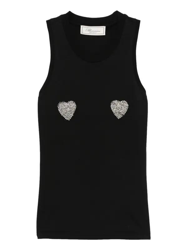 Blumarine Heart-appliqué Tank Top - Black
