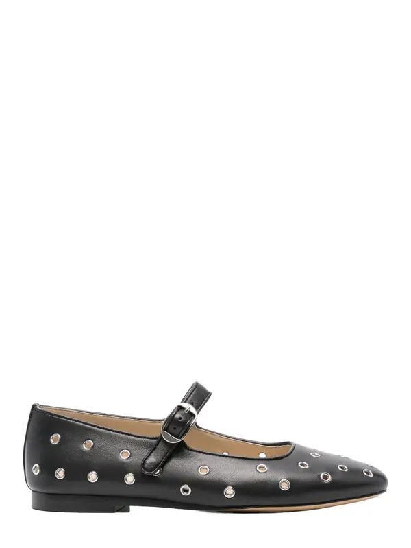 Le Monde Beryl Eyelet-studded Ballet Flats - Black
