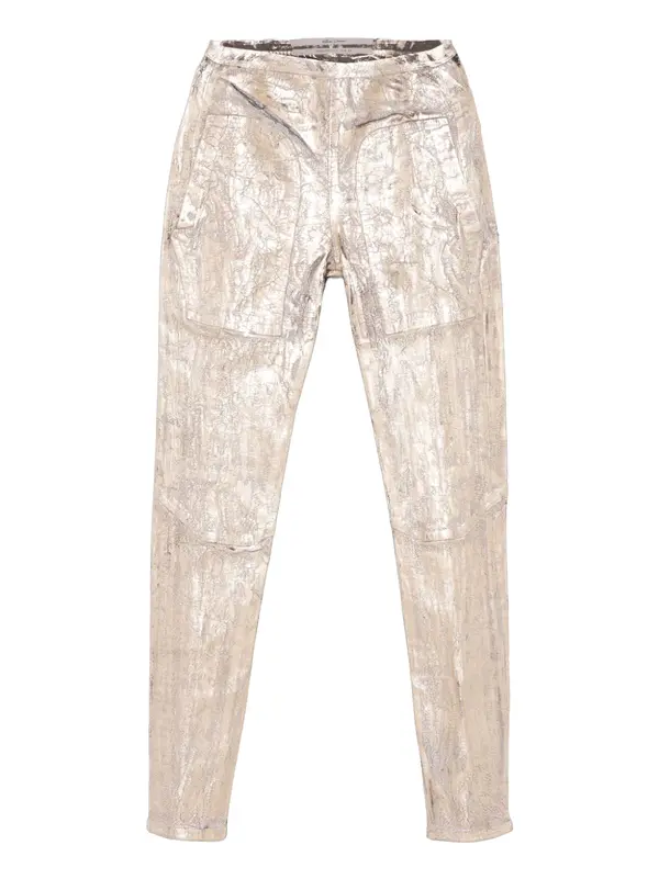 Rick Owens Cracked-effect Trousers - Gold