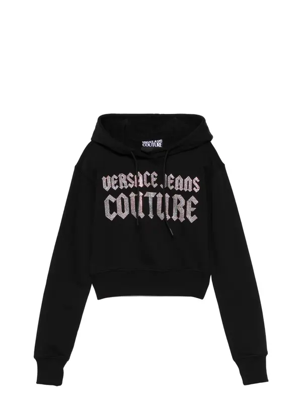 Versace Rhinestone-logo Hoodie - Black