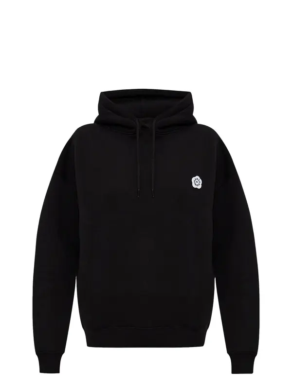Kenzo Logo-embroidery Cotton Hoodie - Black