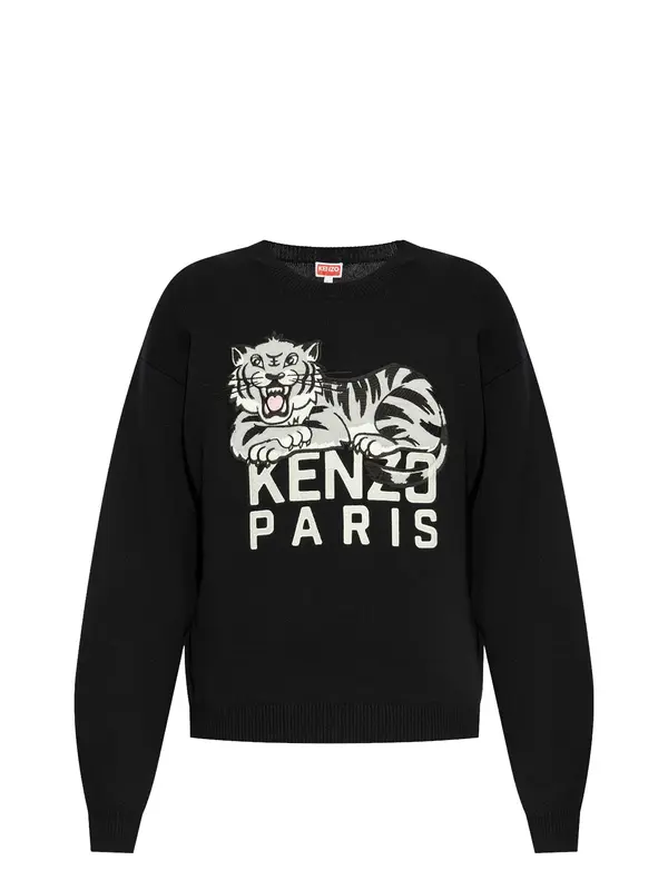 Kenzo Logo-embroidered Cotton Sweatshirt - Black