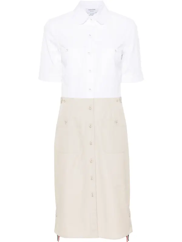 Thom Browne Colour-block Shirtdress - White