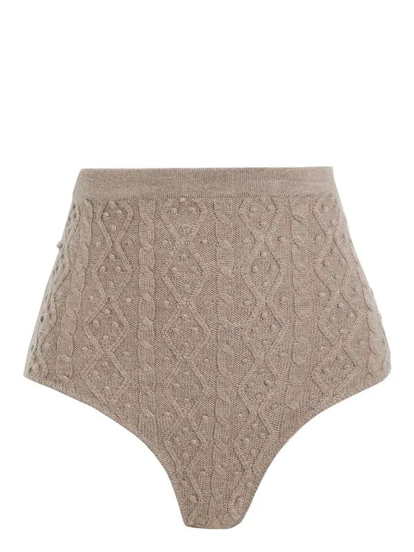 Loulou De Saison Loulou Studio Abelia Cable-knit Shorts - Taupe
