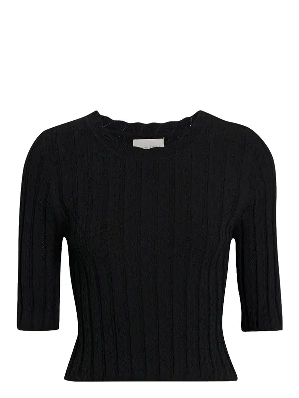 Loulou De Saison Loulou Studio Culli Pointelle-knit Top - Black