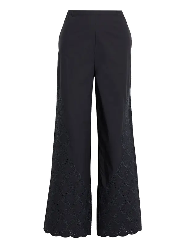 Loulou De Saison Loulou Studio Dulche Broderie Anglaise Wide-leg Pants - Black