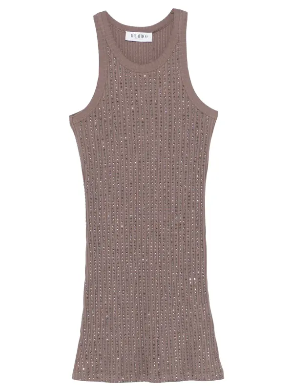 Attico Crystal-embellished Mini Dress - Brown