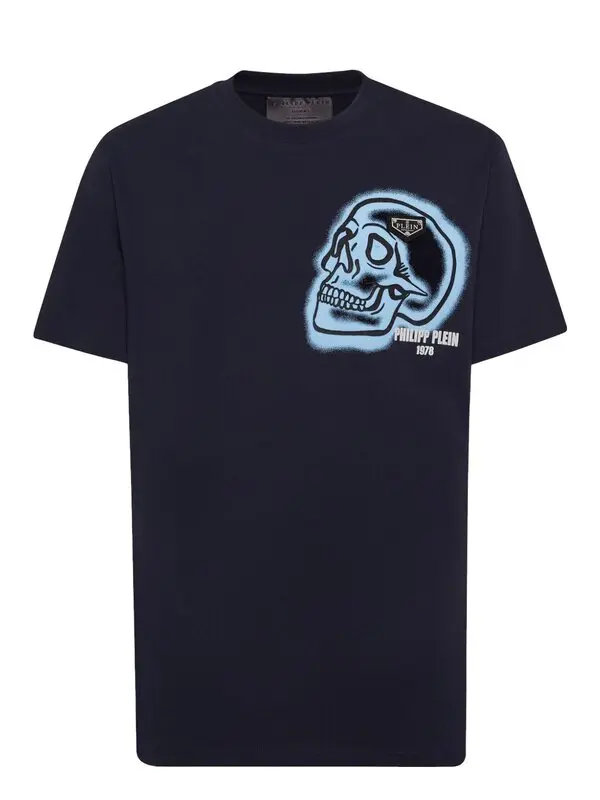 Philipp Plein Skull-print Round-neck T-shirt - Blue