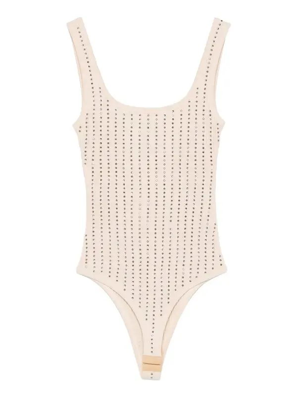 Attico Crystal-embellished Bodysuit - Neutrals
