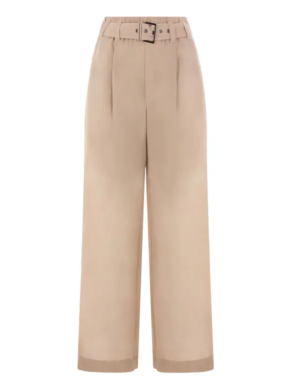 Brunello Cucinelli Belted Gauze Trousers - Neutrals