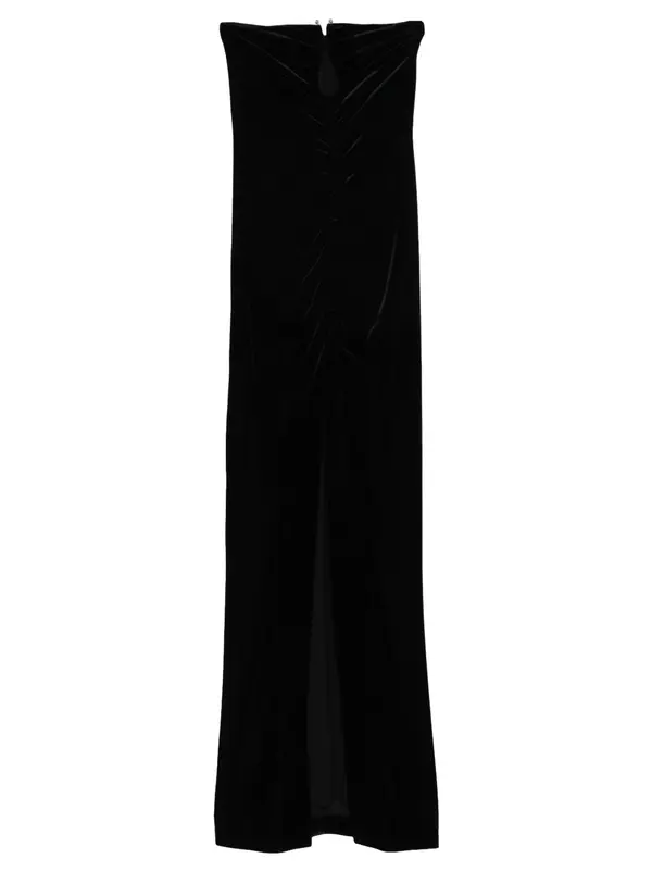 NISSA Velvet Maxi Dress - Black