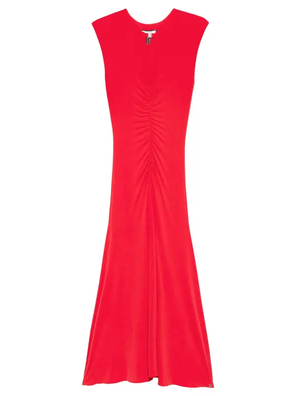 NISSA Ruched Maxi Dress - Red