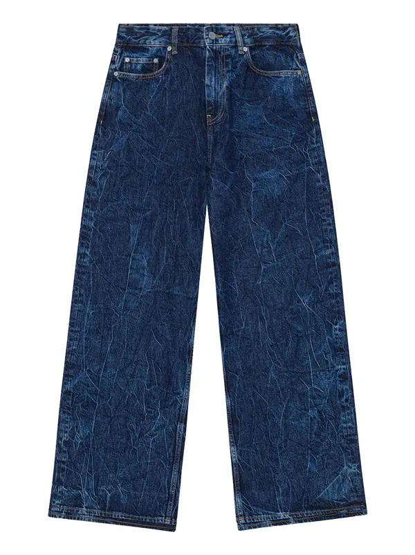 GANNI Marri Crinkled-effect Jeans - Blue