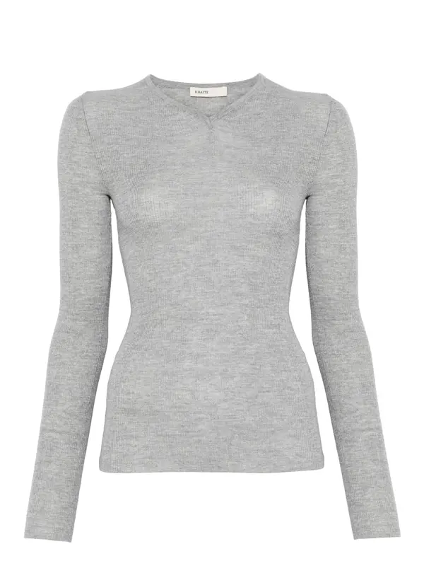 Khaite Ribbed V-neck Sweater - Grey