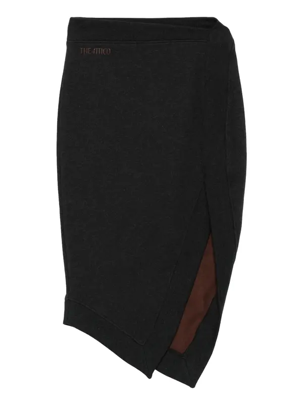 Attico Asymmetric Midi Skirt - Black