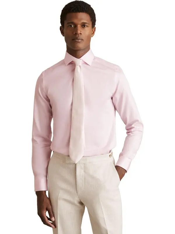 REISS Slim Remote Slim Fit Cotton-satin Cutaway-collar Shirt - Pink