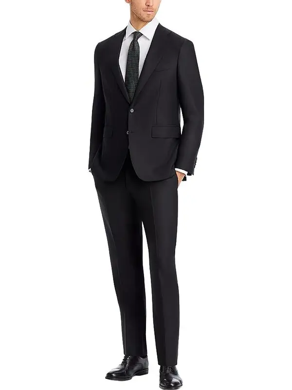 Canali Capri Textured Solid Slim Fit Suit - Black