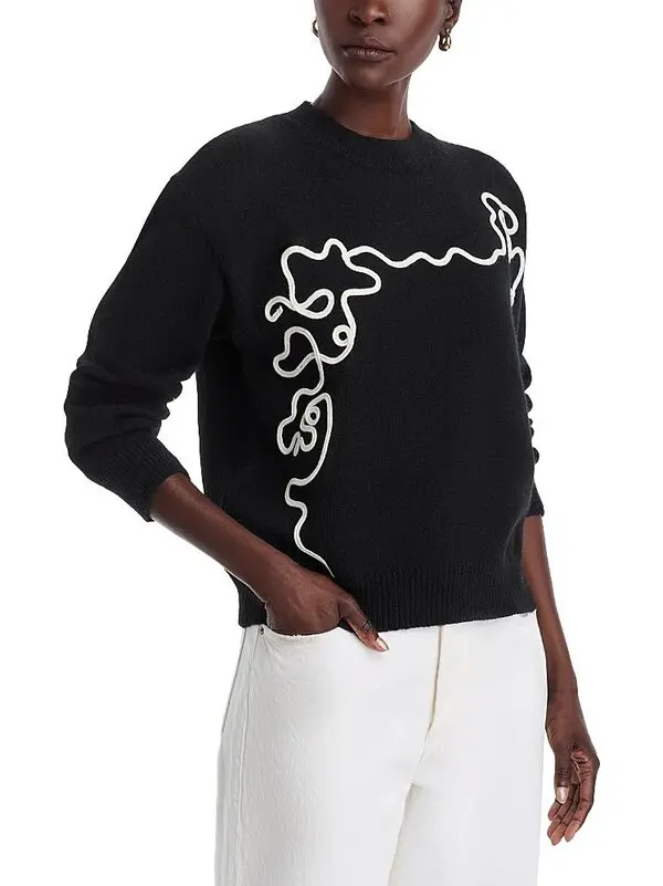 Gracia Flower Embroidered Sweater - Black