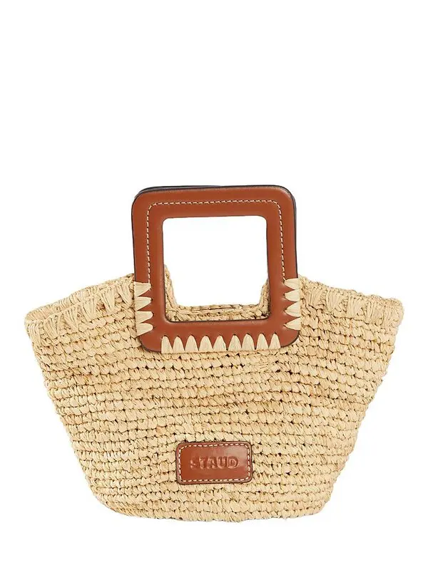 Staud Shirley Raffia Mini Bucket Bag - Natural Tan