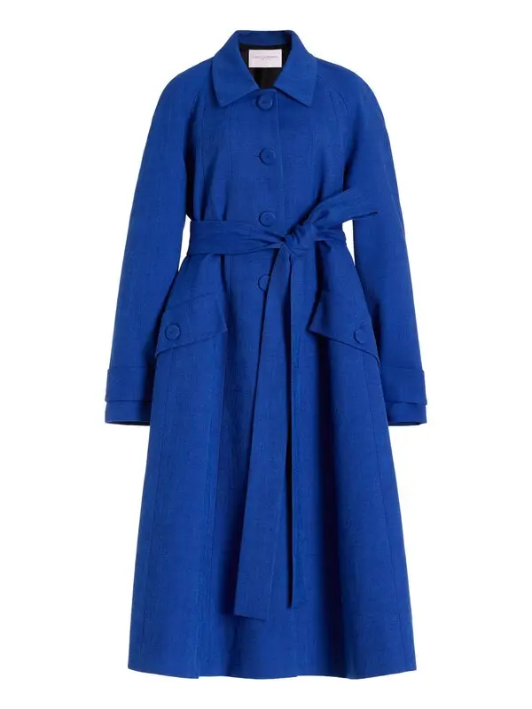 Carolina Herrera A-line Cotton-blend Coat - Blue