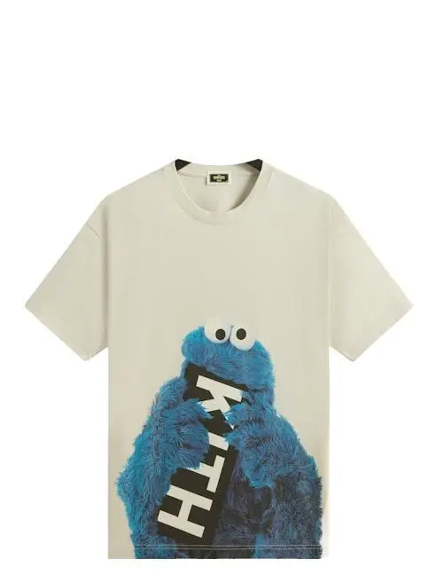 Kith X Sesame Street Cookie Monster Tee Shirt - Chalk