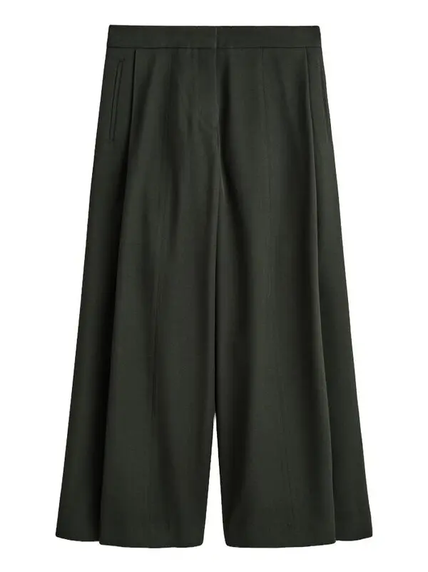 Cos Relaxed Wool-blend Wide-leg Pants - Green