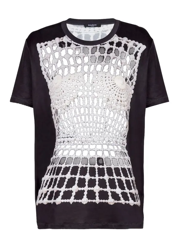 Balmain Trompe L'oeil-print T-shirt - Black