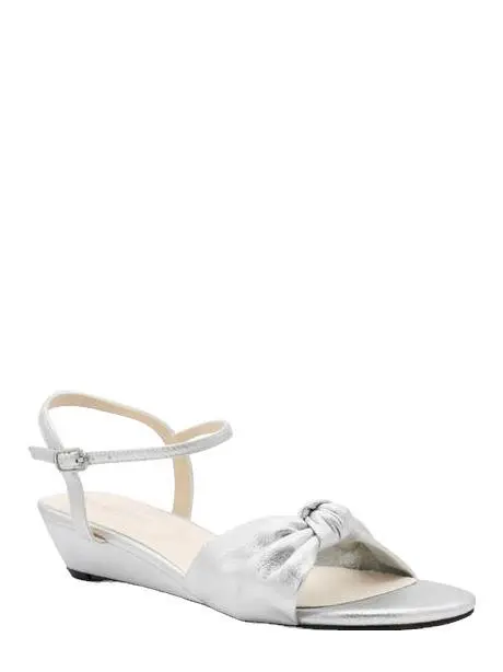 TOUCH UPS Rose Ankle Strap Wedge Sandal - Silver