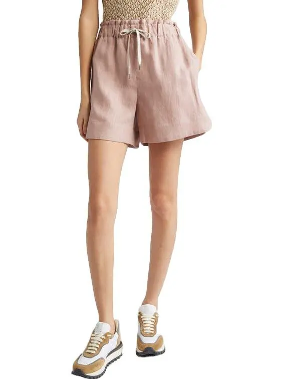 Eleventy Drawstring Linen Shorts - Rose