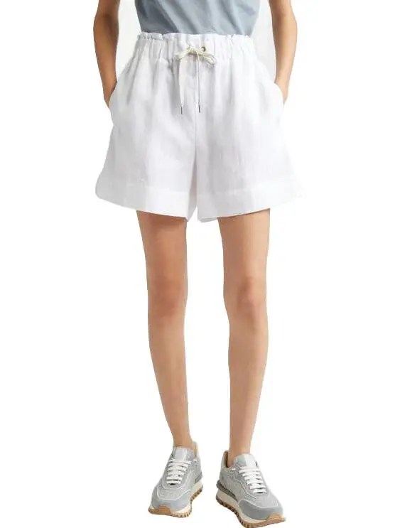 Eleventy Drawstring Linen Shorts - White
